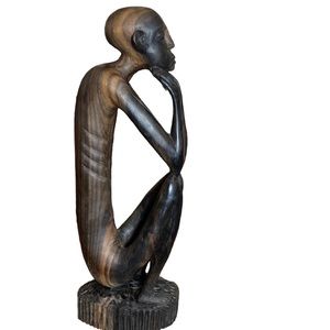 Vintage | Art | Vintage Luanda Angola Wood Carving Statue Ofthe Thinker ...